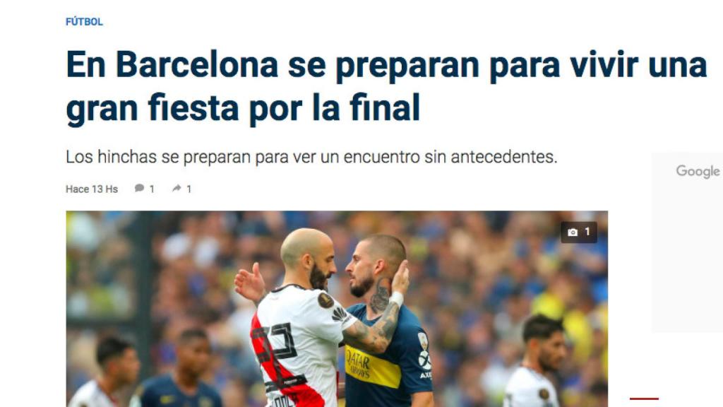 La prensa argentina se hace eco del Boca-River en Barcelona