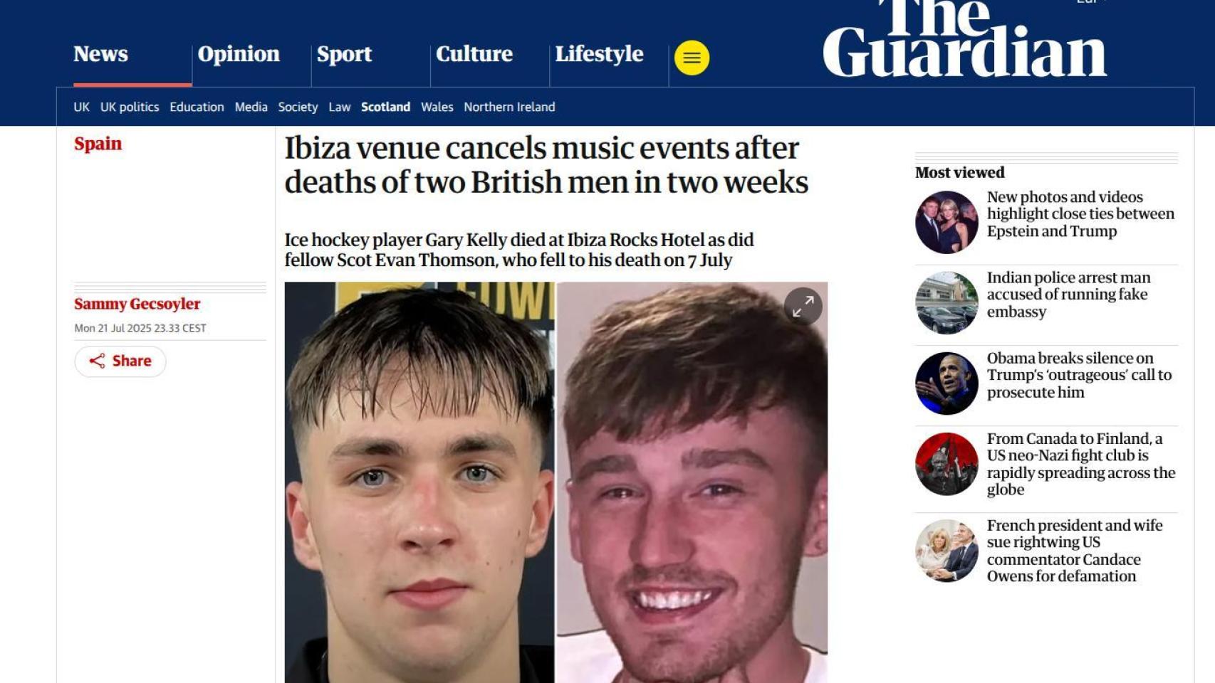 El ‘balconing’ en la prensa británica
