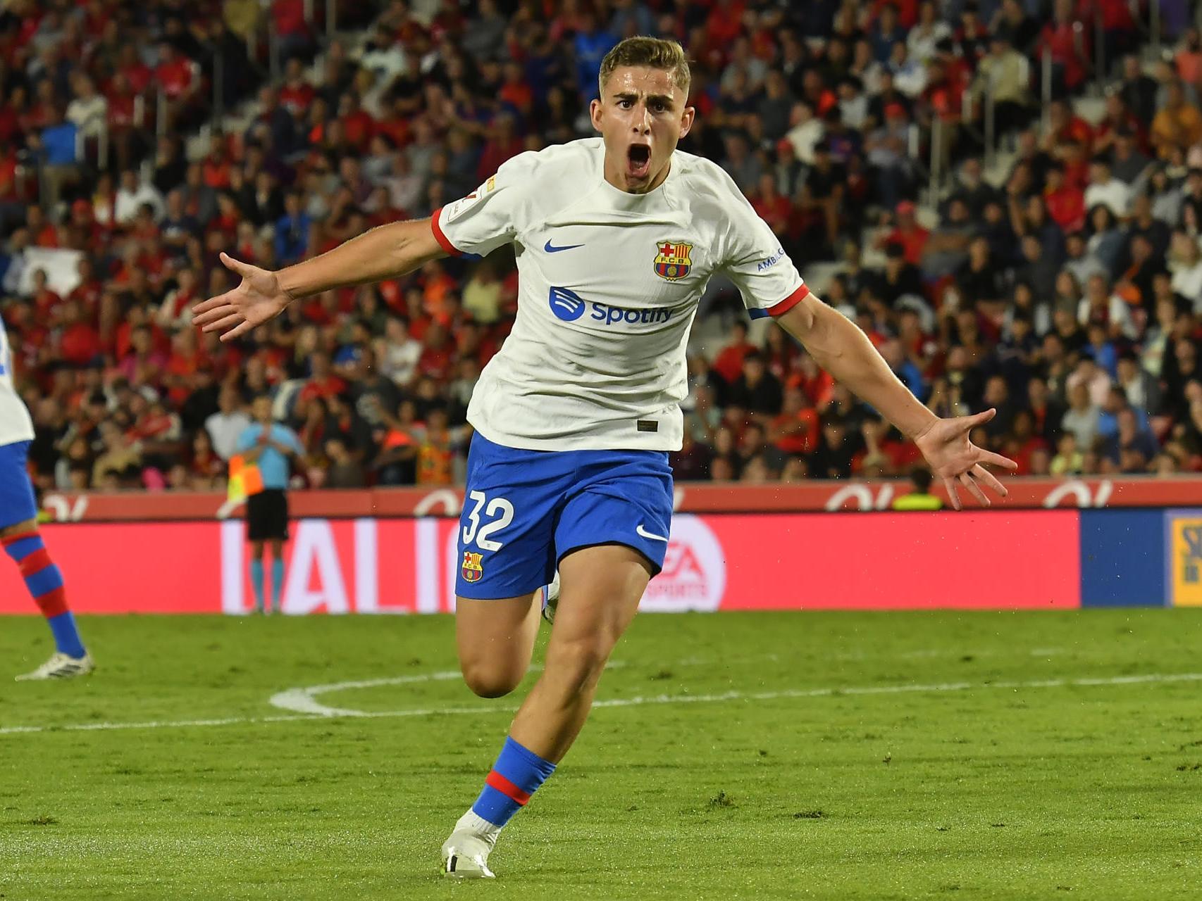 La sonrisa inocente de Fermín López tras su primer gol con el Barça